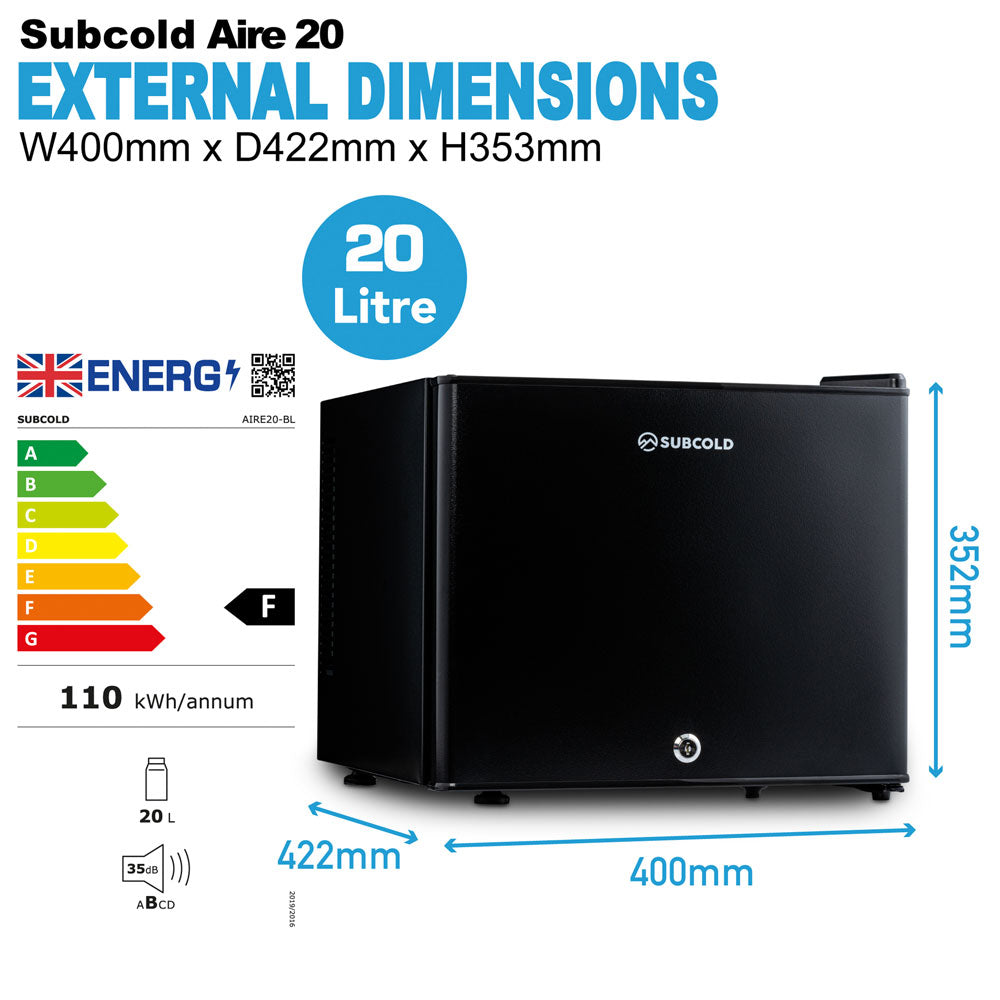 20L Small Fridge - Subcold AIRE20 Black – beerfridge.co.uk