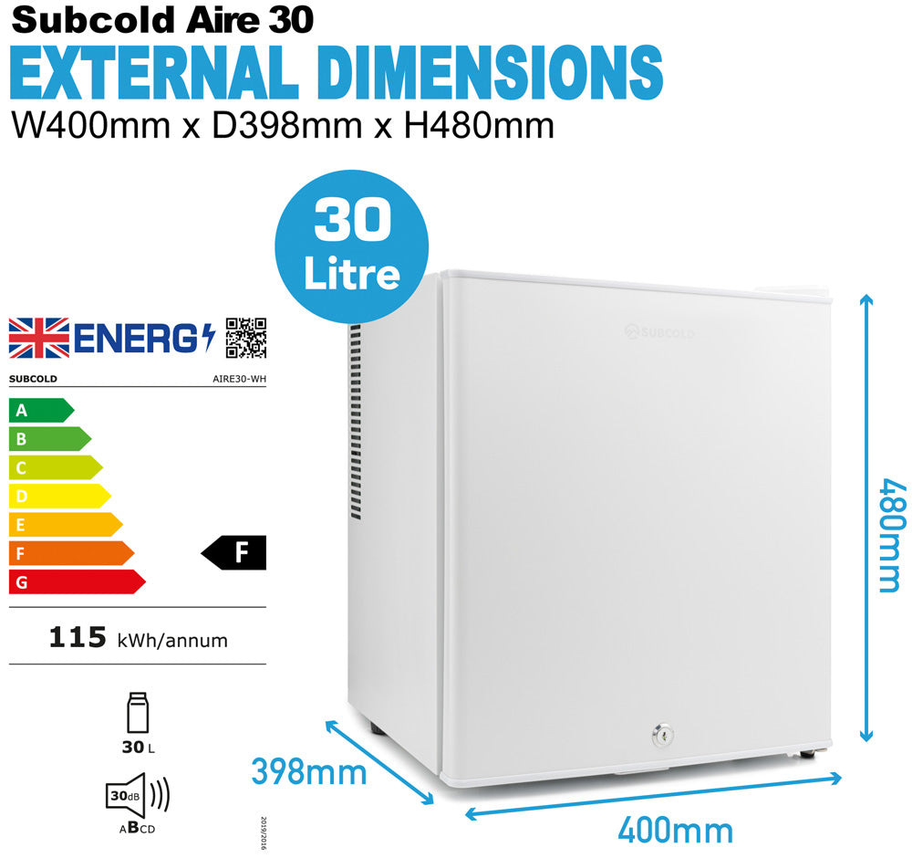 30L Small Fridge - Subcold AIRE30 White – beerfridge.co.uk